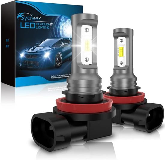 Ampoules H11 H8 H9 LED,Super Lumineuse 6500K Blanc 1:1 Mini Ampoule Led ...