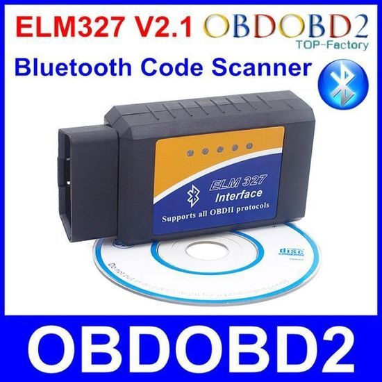 Dernière version ELM327 Bluetooth V2.1 OBD2 OBDII ELM 327 Outil de diagnostic sans fil supporte ...