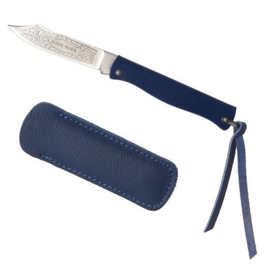 Douk Douk - Canif Design, Poignée 9cm bleu, Lame en Acier au Carbone ...