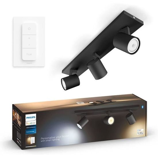 Spot barre tube - Philips - RUNNER - 3x5.5W - Noir - Télécommande ...