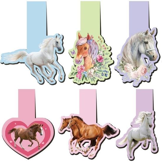 Lot De 6 Marque-Pages Magnétiques Chevaux Pour Enfants Marque-Page ...