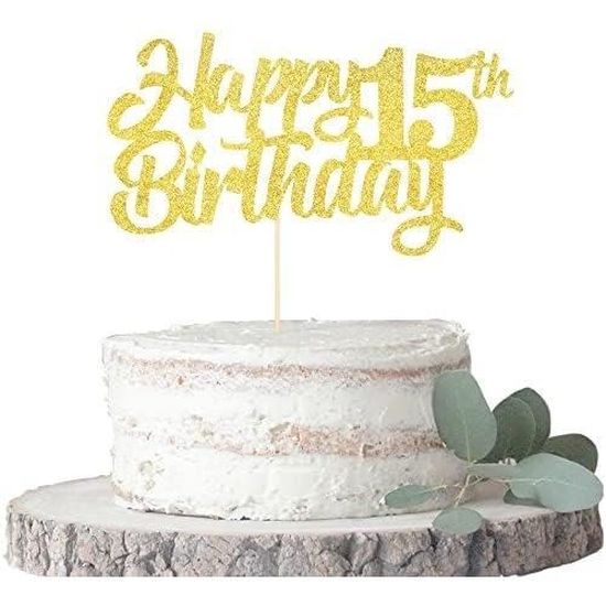 1 Pièce Happy 15Th Birthday Cake Topper Glitter 15 Anniversaire ...