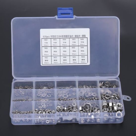 YUM Entretoise en acier inoxydable Rondelle plate en acier inoxydable, écrou de joint à ressort ...