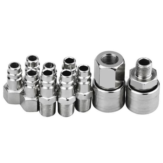 10 Pièces Raccord rapide à air comprimé 1/4, BSP Coupleur Rapide de Compresseur d'Air Tuyau Air ...