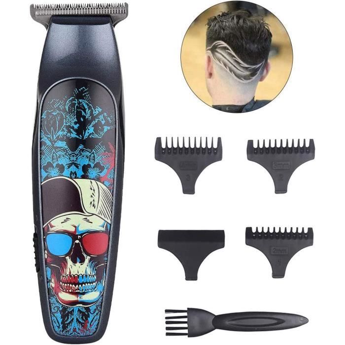 Tondeuse barbe, professionnelle graffiti tondeuse à cheveux avec peigne de guidage sans fil ...