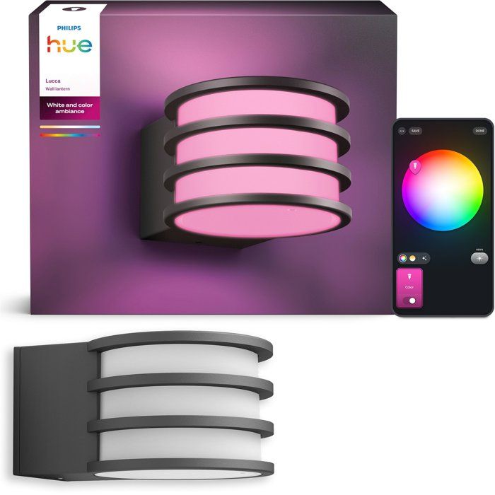 Applique murale - PHILIPS HUE - Lucca - Anthracite - A60 WCA - IP44 ...