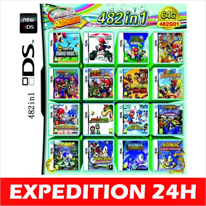 482 en 1 Jeu NDS Cartouche de Jeu DS Jeu Pack Super Combo pour DS NDS NDSL NDSi - Cdiscount Jeux ...
