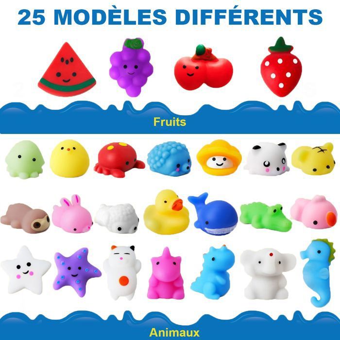 Mochi Squishy Toys,Mini Jouets Mochi-Lot de 25-multicolore-Formes d ...