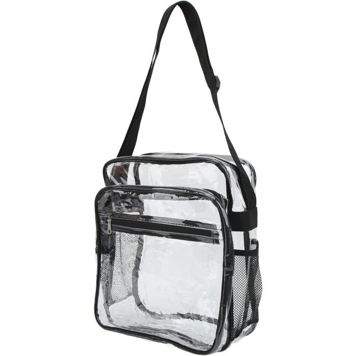 Sac messager transparent,sac à bandoulière en PVC,design zippé visible ...