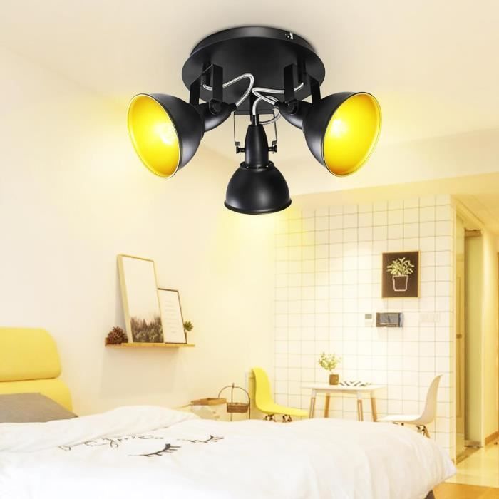 Plafonnier 3 Spot Led Orientable, Spots De Plafond Pivotants & Noir ...