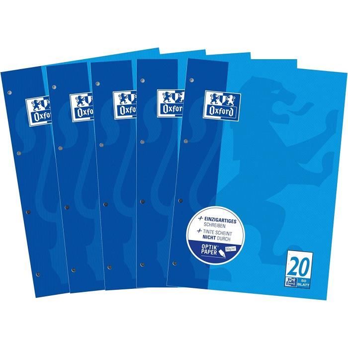 Bloc-notes scolaire, ligné et encollé en tête A4, 5er-Pack[1071 ...