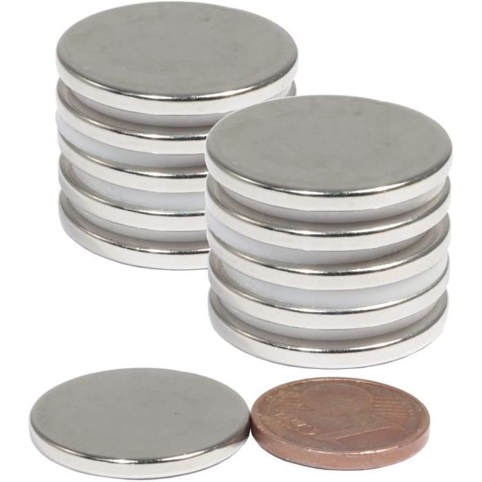 Aimant néodyme N52 - Disque magnétique ultra plat - Diamètre 20 mm ...