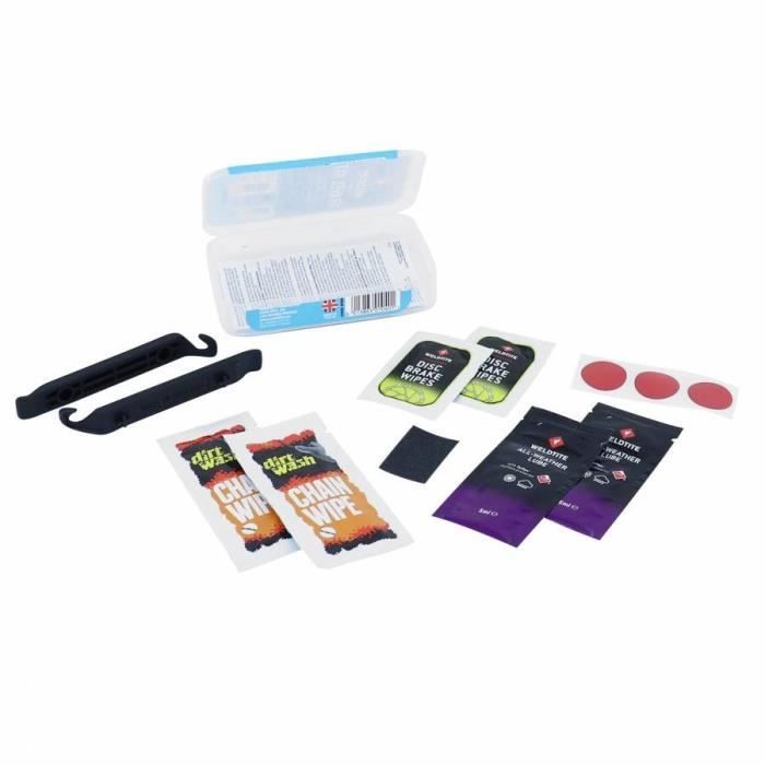 Kit entretien weldtite avec rustines et demontes pneu, 2 sachets 5ml ...