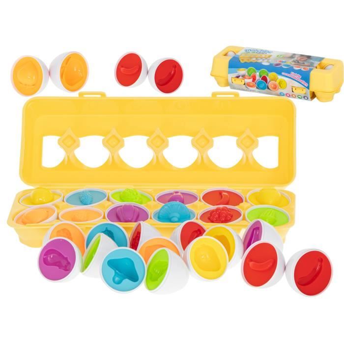 IKONKA casse-tête éducatif trieuse de formes fruits œufs 12 pcs ...