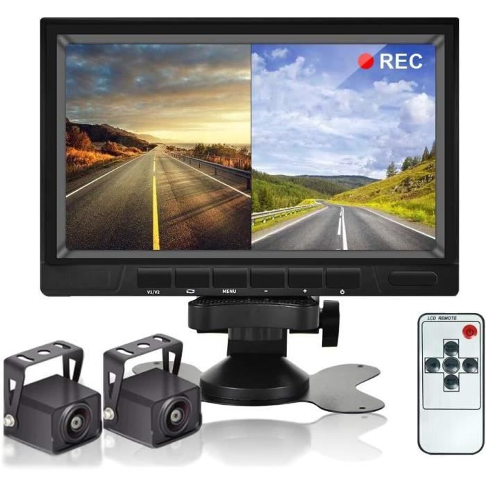 CAMECHO Double Caméra de recul Système 2 écrans Moniteur 7 DVR ...