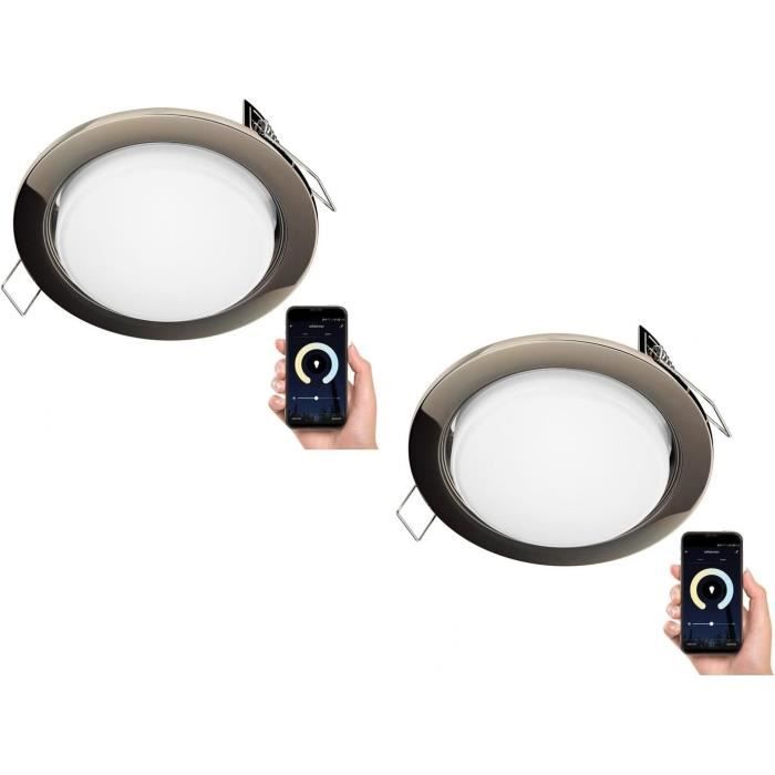 Cadre De Montage Zobe Plat Gx53 Chromé-Noir Rond Avec Lampe Led Alexa ...