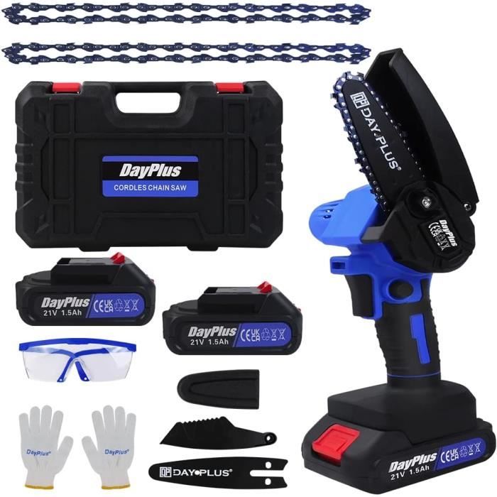 Mini tronçonneuse électrique 21 V à une main, élagueuse 10,2 cm, petite ...