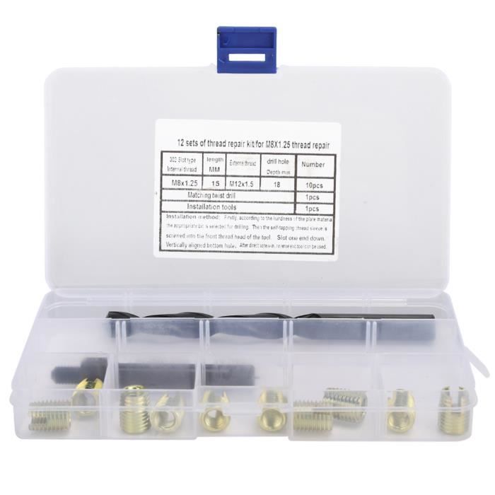 Natruss Kit de réparation de filetage 12PCS M8 x 1.25 Kit d'outils d ...