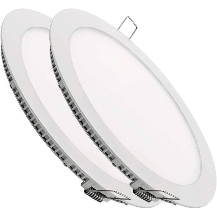 Lot de 2 Spot LED Encastrable Downlight Rond Plat 225mm, 20W. Couleur ...