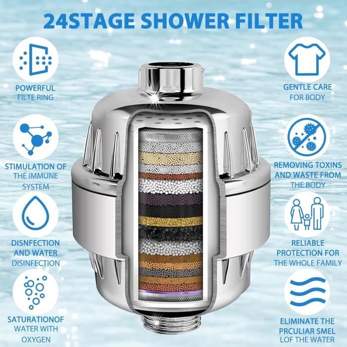 24 Niveaux Filtre Anti Calcaire Douche Filtre Calcaire Douche Eau ...