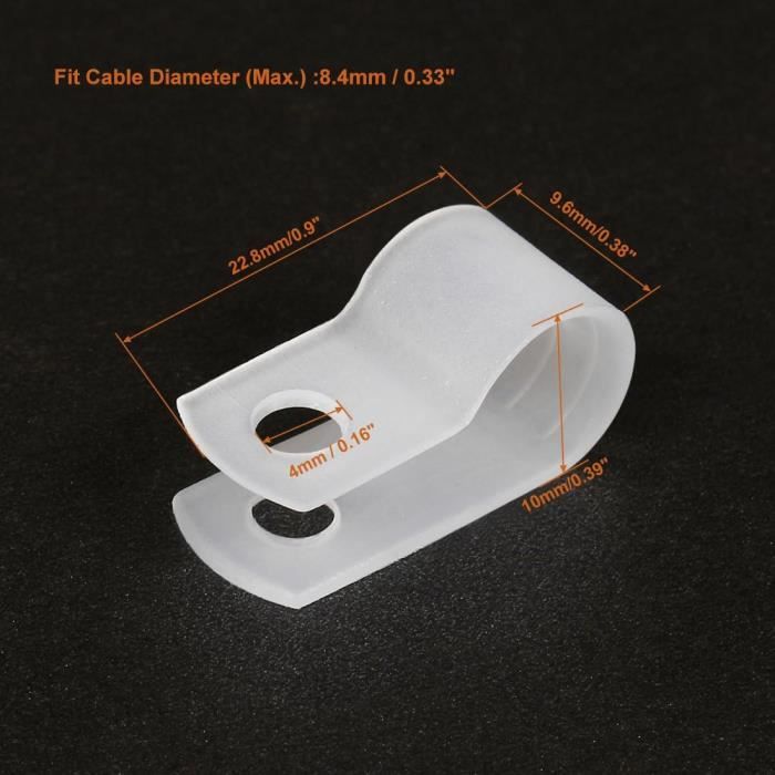 Nylon R-Type Serre Câble Agrafe Organisateur Cordon Clips Pour Fil ...