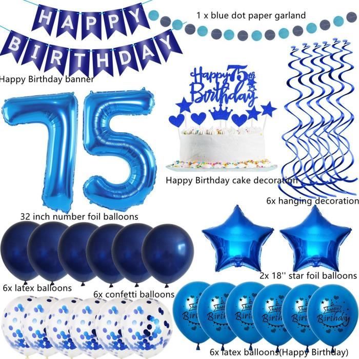 Décoration 75 Ans Anniversaire Homme Décoration Gâteau 75 Ans ...