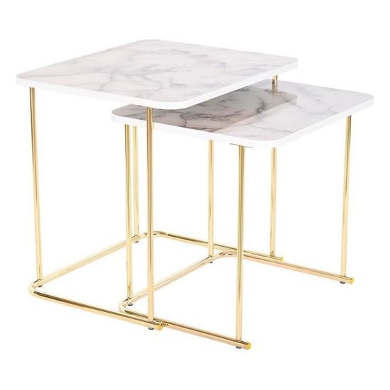 Jeu de 2 tables acier bois mdf (51 x 43 x 49 cm) - Cdiscount Maison