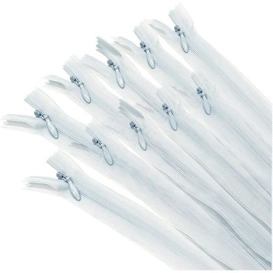 10 Fermetures Éclair Fermées Invisibles, Plusieurs Tailles Et Couleurs ...