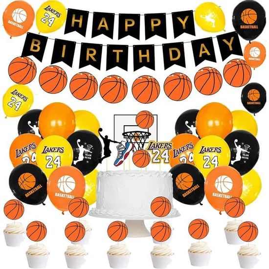 Décorations De D'Anniversaire Basketball Ballons Kobe Joyeux Anniversaire Bannière Décorations ...