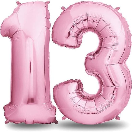 ® Ballon Anniversaire 13 Ans - 101 Cm Ballon Chiffre - Deco Kit ...
