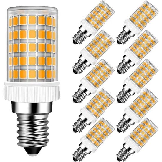 Ampoule LED E14 10W équivalente à 80W 800Lm, blanc chaud 3000K, AC 220-240V, ampoule lustre E14 ...