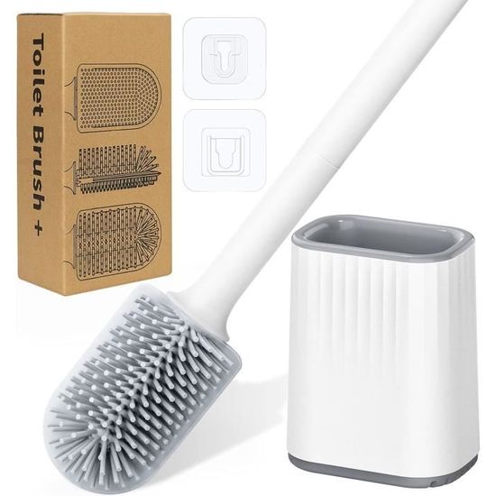 Brosse De Toilette Et Support, Brosse De Wc En Silicone, Long Manche Antidérapant, Poils Souples ...