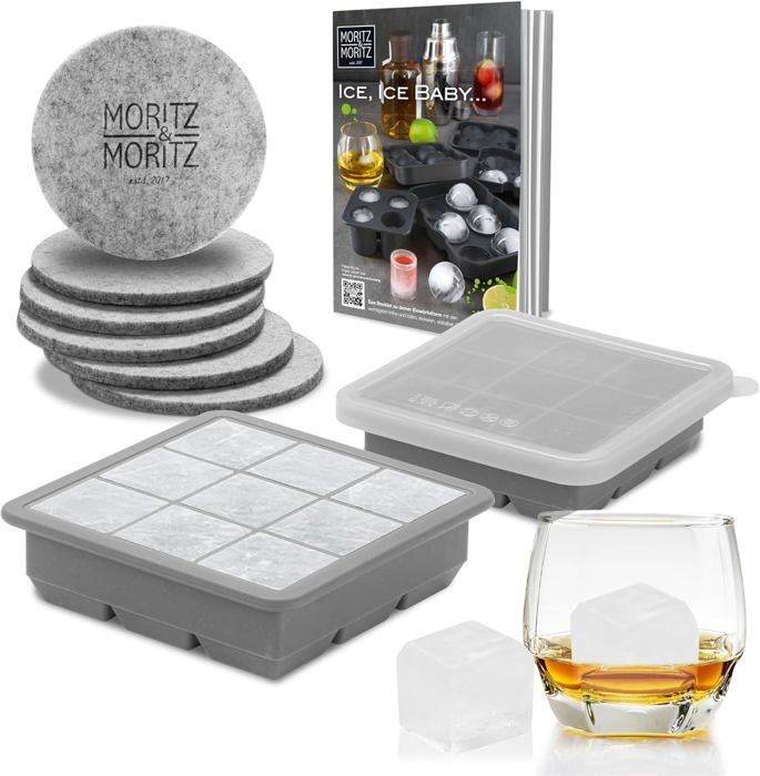 Moritz Moritz 2x bacs à glaçons avec couvercle - Moule à glaçons en ...