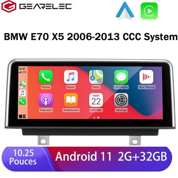 GEARELEC Autoradio Android 11 pour BMW E70 X5 2006-2013 CCC Système ...