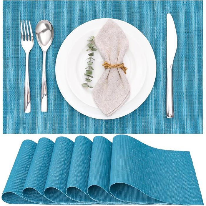 Lot de 6 napperons pratiques en tissu tissé, lavables et résistants à ...