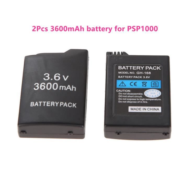 2 pièces 3600mAh 3.6V Rechargeable Lithium Ion Batterie Pack pour Sony PSP1000 PSP 1000 PSP-110 ...