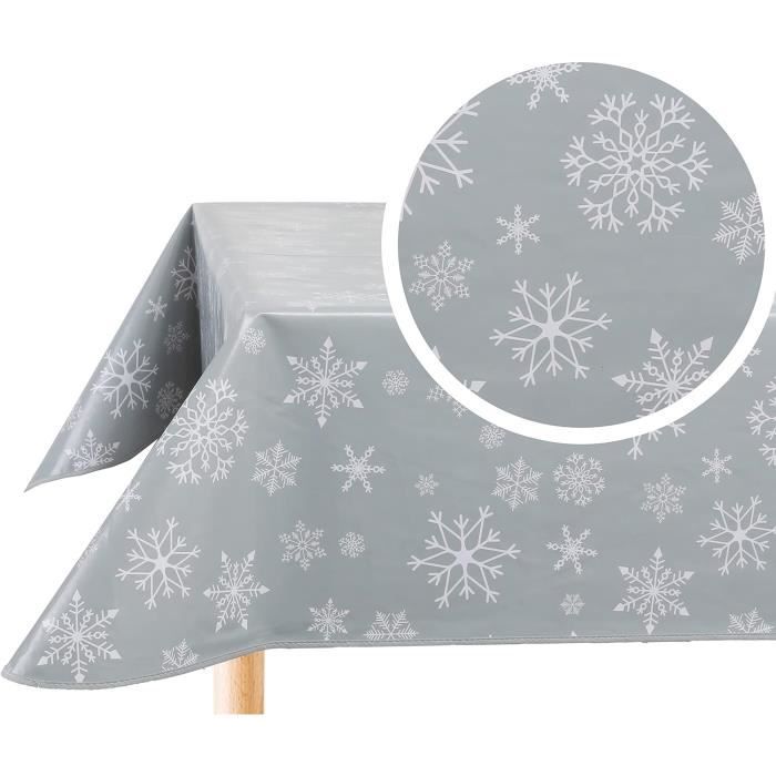 Nappe Toile Cirée Pvc Rectangulaire 140 X 240 Cm Gris Clair Nappes