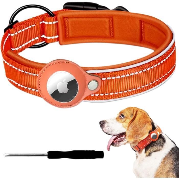 Collier de chien GPS AirTag orange pour petits chiens moyens anti-perte ...
