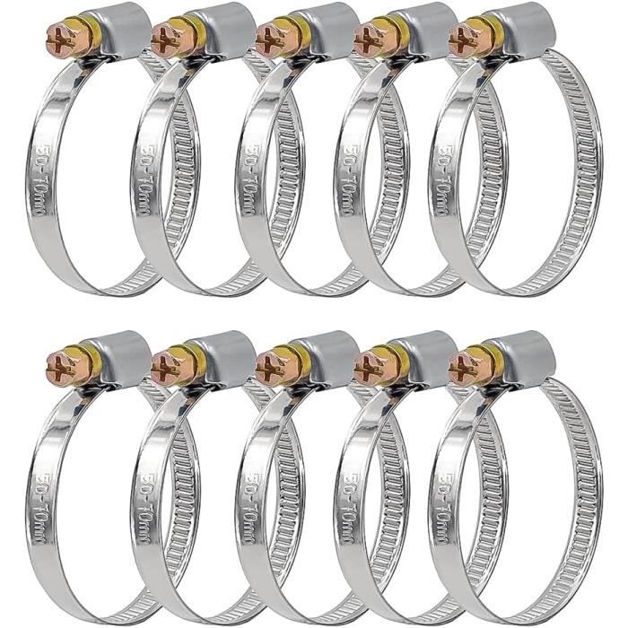 Collier de Serrage Inox - 10 Pièces 50-70 mm Collier Serrage - Collier ...