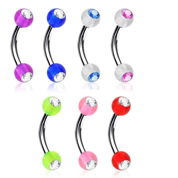 Lot 7 Piercings Arcade DYLAN Barre Acier Chirurgical Inoxydable Anti ...