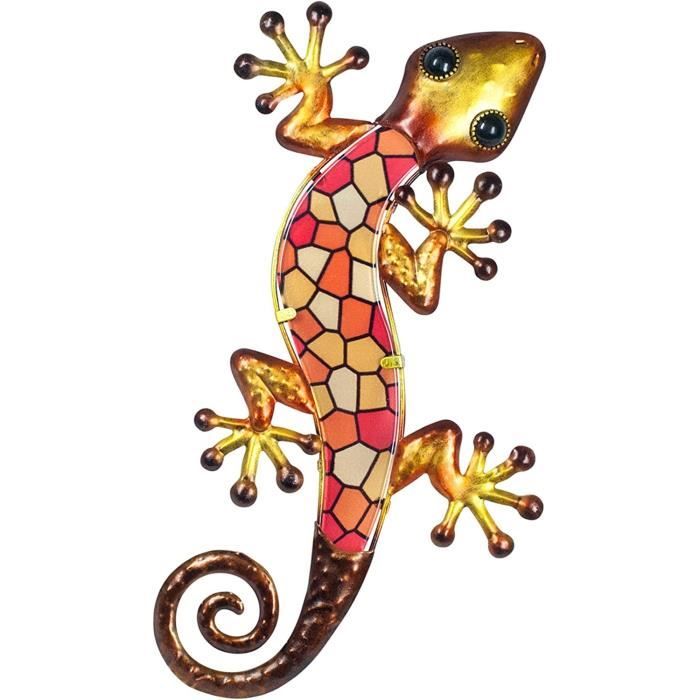 Gecko Mural métal Modèle Murano, Orange, H 30 cm [933] - Cdiscount Maison
