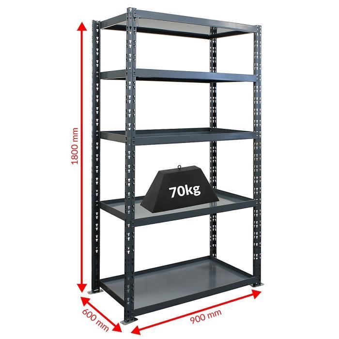 Étagère de rangement pour entrepôt | HxLxP 1800 x 900 x 500 mm ...