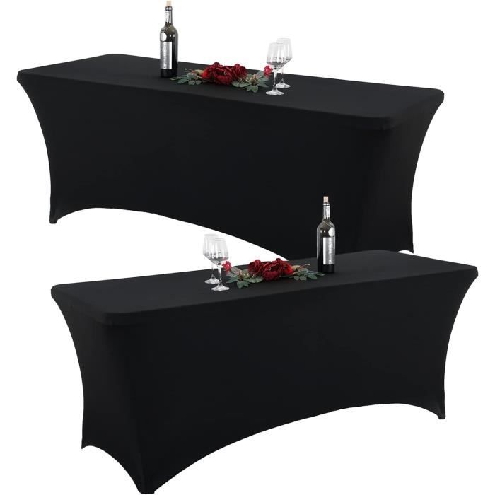 Nssonbe 2 Packs Nappe De Table Elastique Noire - Housse De Table En ...