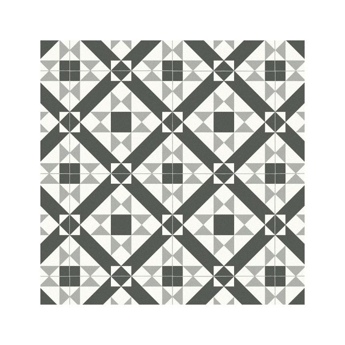 Sol Vinyle Style - Carreaux de ciment graphique - Noir et blanc ...