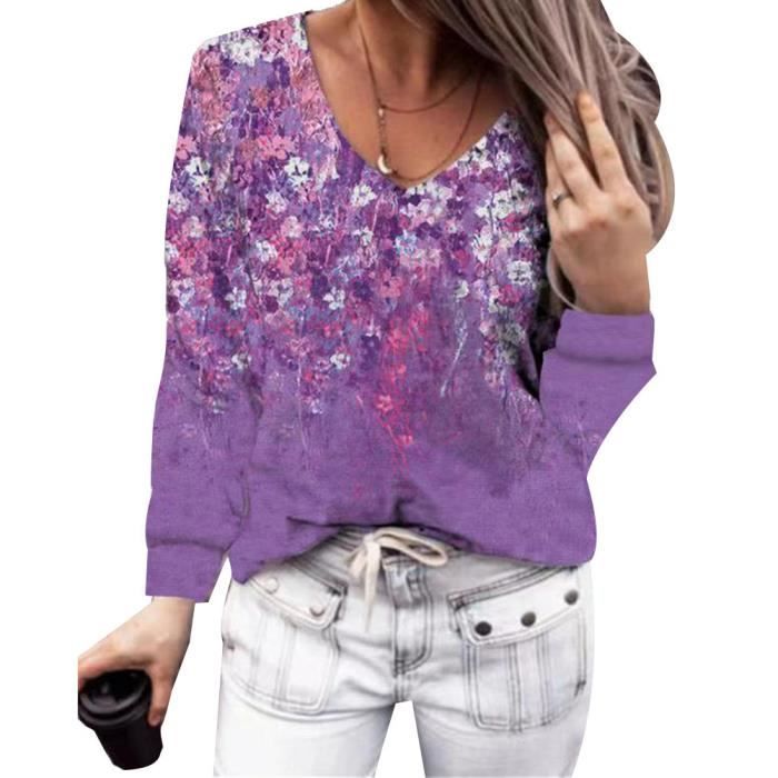 Femmes Blouse à Manches Longues Ample Blouse Léger élégant Blouse à ...