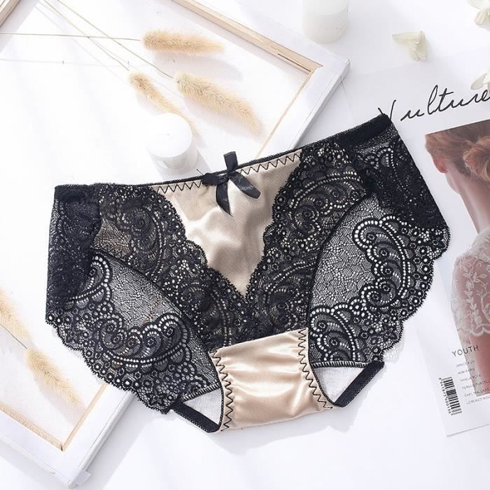 Culotte-slip en dentelle transparente sans couture pour femme - Skin - Blanc - Dentelle ...