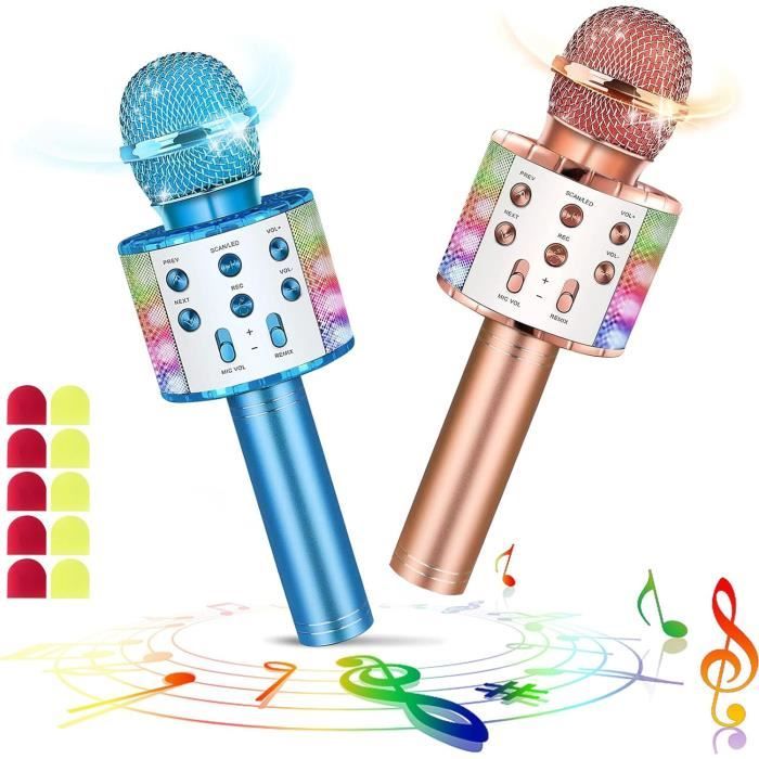 Microphone De Karphone Bluetooth Sans Fil Avec Des Lumières Led Portables Chant De La Machine De ...