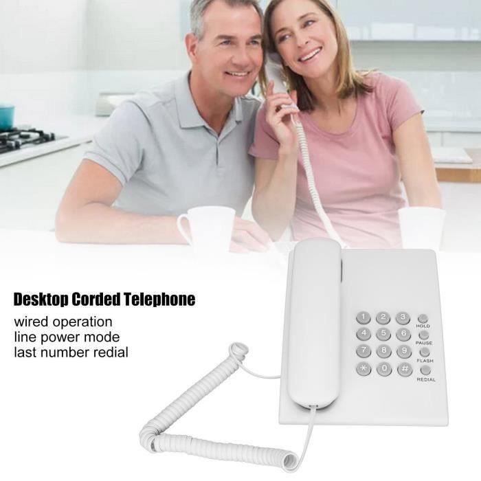 Sonew Téléphone filaire de bureau Téléphone mural de bureau Rappel du dernier numéro Mode P T ...