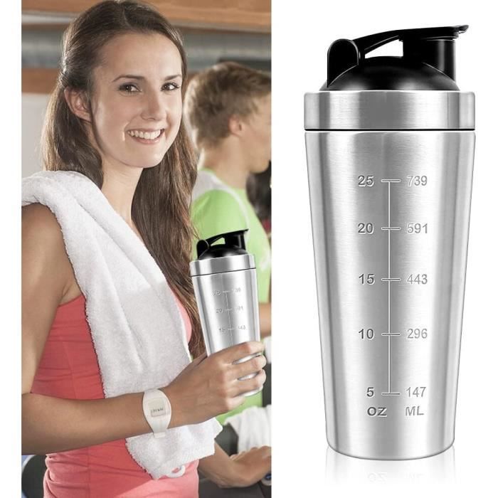 SKJJL Shaker à protéines en acier inoxydable 750 ml avec boule shake ...