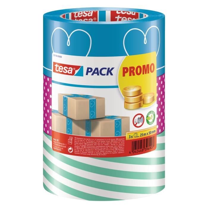 Tesa 51118-00000-00 Lot de 3 Ruban adhésifs 25 m x 50 mm ...